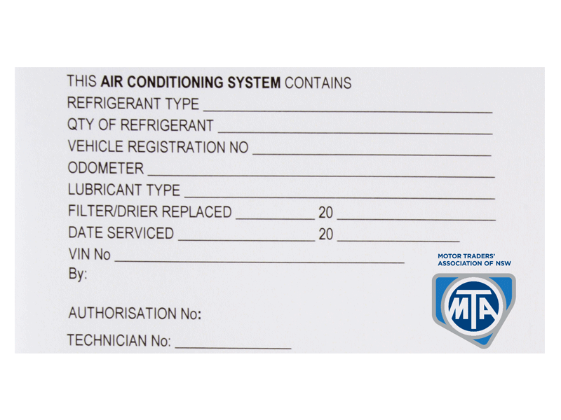 Air Conditioning Labels | MTA NSW